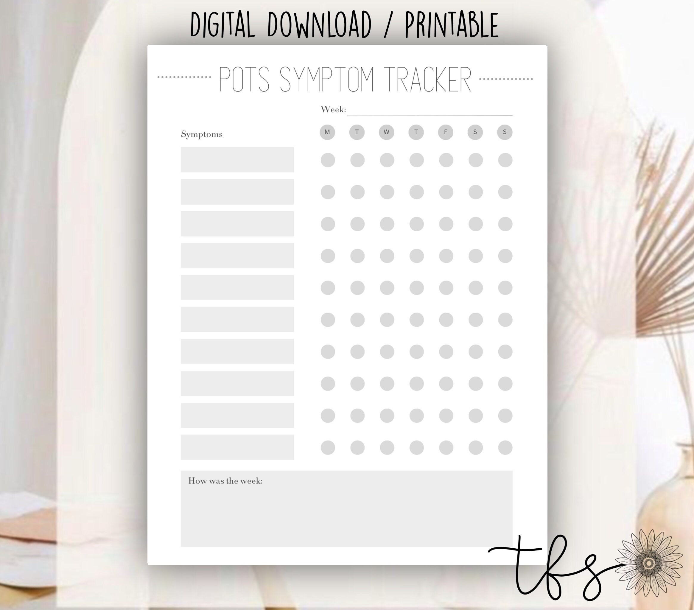 POTS Symptom Tracker, Chronic Illness Tracker, Colorful Tracker ...