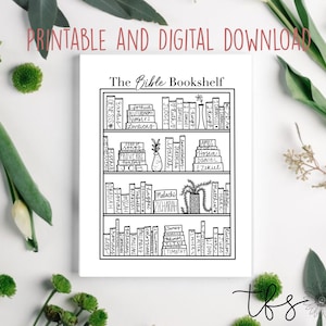 The Bible Bookshelf Printable and Digital, Plain and Partially Colored ...