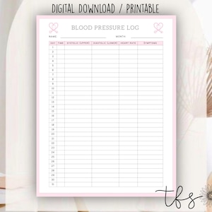 Blood Pressure Log, Tracker, Chronic Illness, BP Log, POTS BP Log ...
