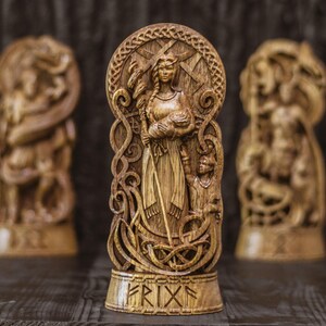 Frigga, God Viking, Wood Carved Frigg Statue, Friga, God Altar ...