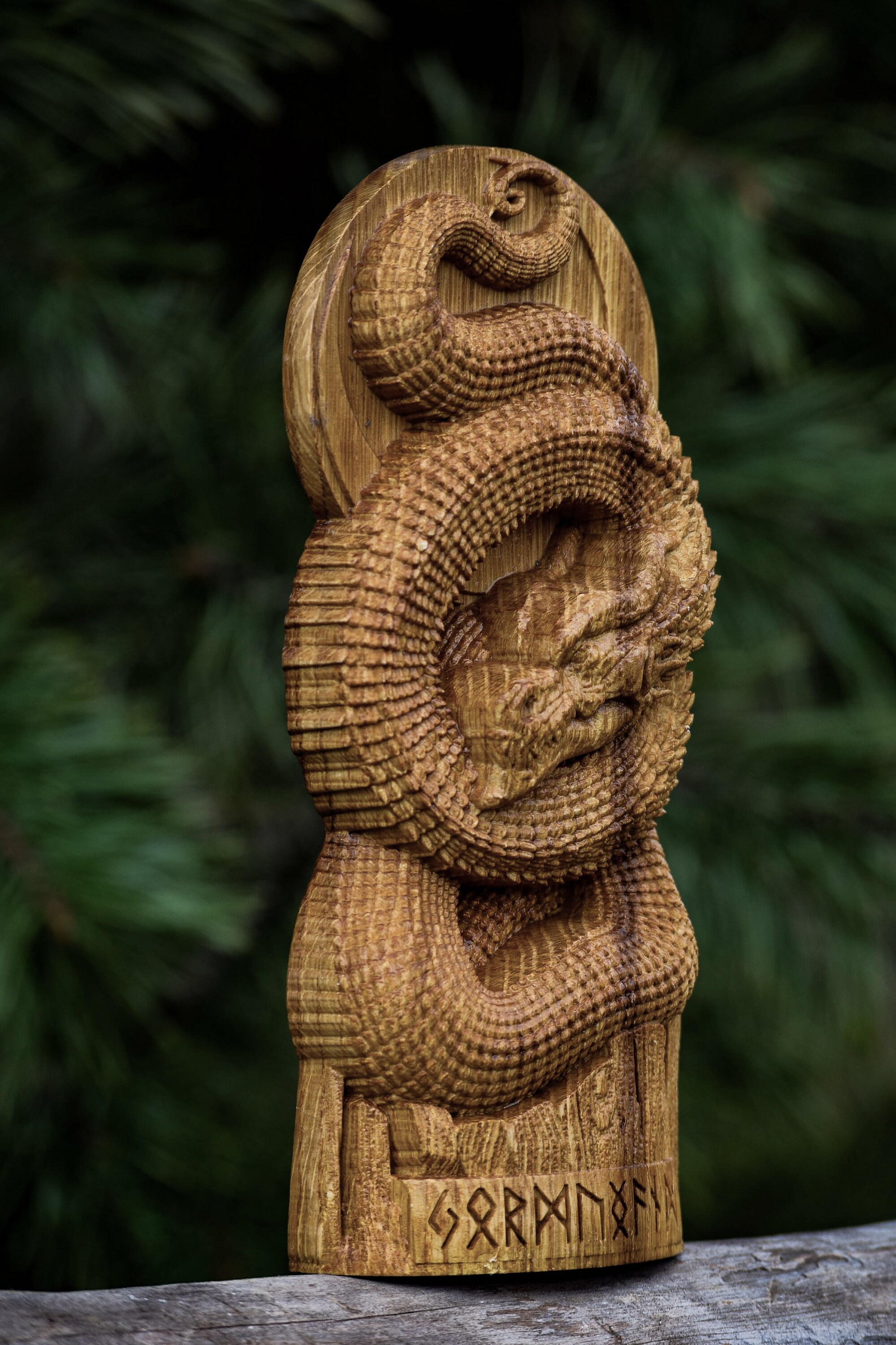 Jormungandr Wooden Altar Statue Viking Nordic Pagan Decor - Etsy