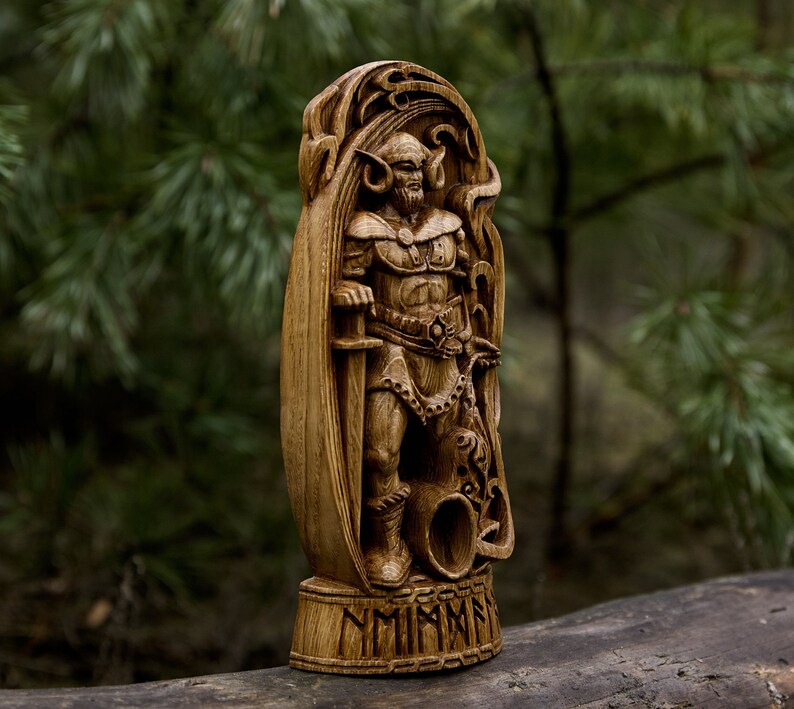 Heimdal Heimdall God Viking God Wood Carved Statue Pagan - Etsy