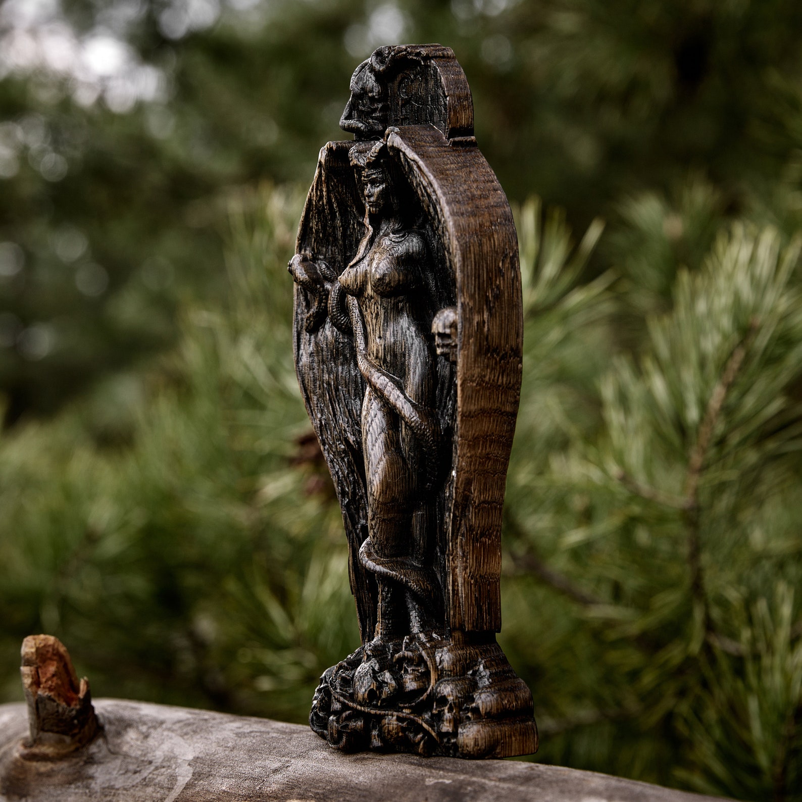 Lilith, Ishtar, Inanna, Wood Carved Astaroth Statue Goddess - Etsy