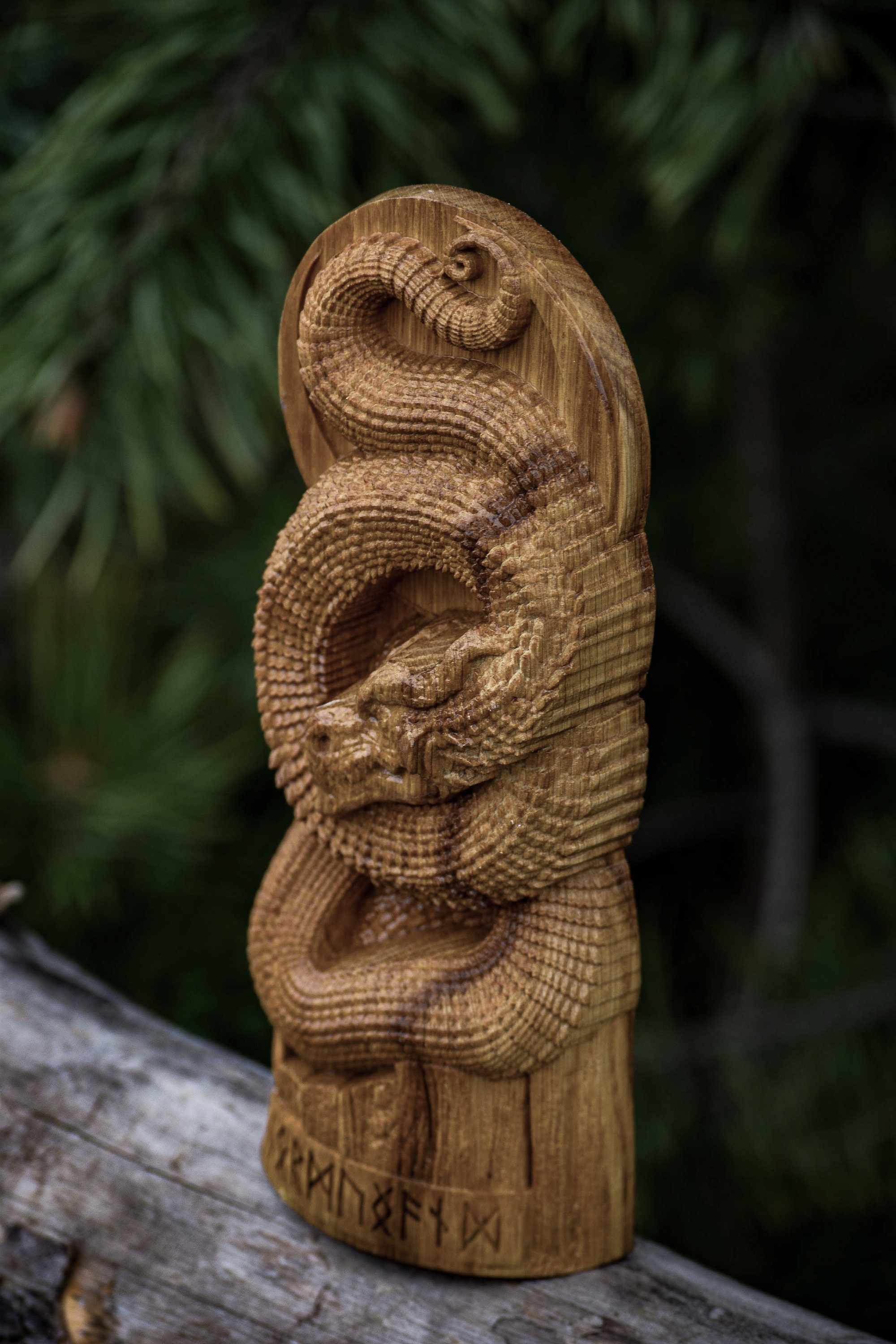Jormungandr Wooden Altar Statue Viking Nordic Pagan Decor - Etsy