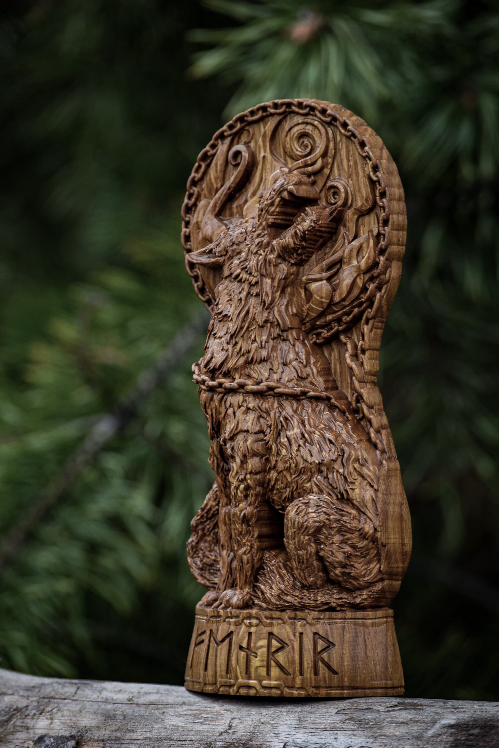 Fenrir Wolf Wooden Altar Statue Viking Nordic Pagan Decor - Etsy