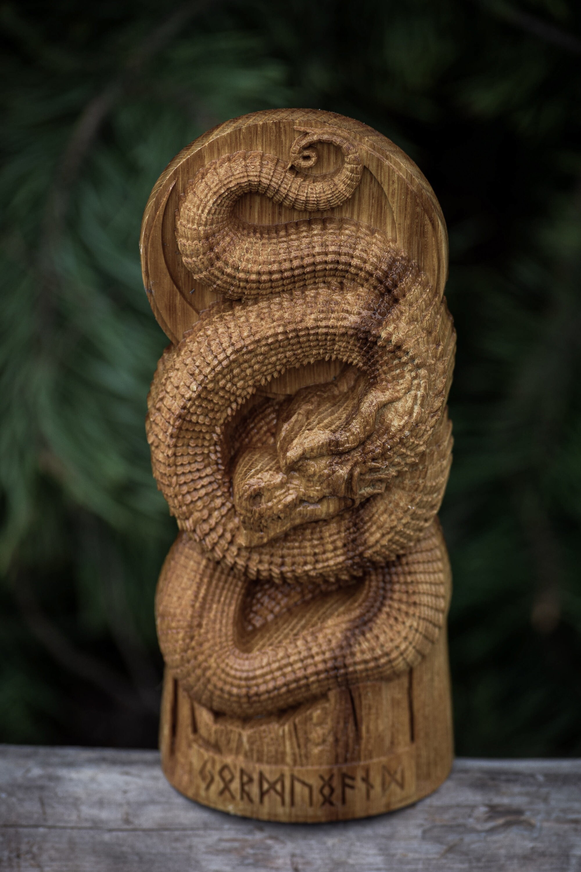 Jormungandr Wooden Altar Statue Viking Nordic Pagan Decor - Etsy