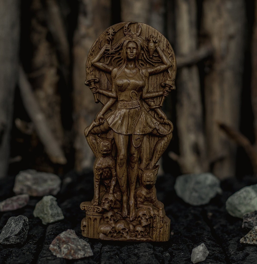 Greek Goddess Hecate, Gothic Statue, Hand Carved Statue, Wood Carving ...