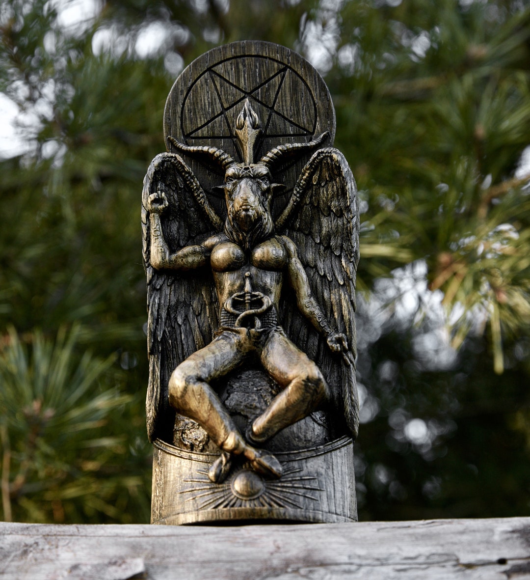 Baphomet Wooden Statue, Embrace the Enigmatic Synthesis of Ancient ...