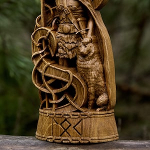 Hand-carved Loki Statue | Norse Pagan Altar Decor, Trickster God ...