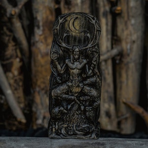 Cernunnos Altar Statue, Wood Horned God, Cernun Celtic God, Pagan God, Wood Carving, Gothic Home ...