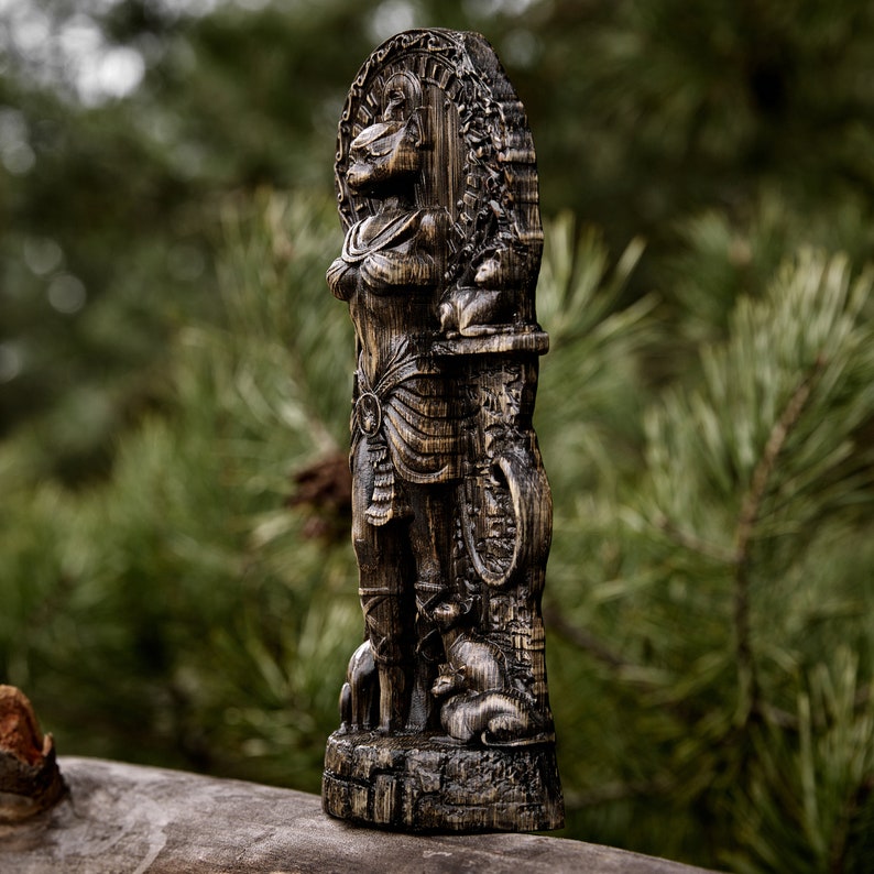 Bastet Statue Cat Goddess Egyptian Gods Wood Carved Altar - Etsy