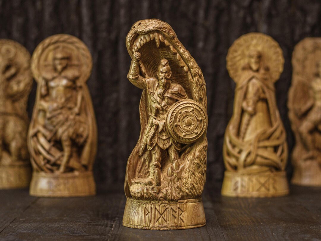Vidar Statuette, God of War, Wiccan Gifts, Wood Sculpture, Norse Pagan ...