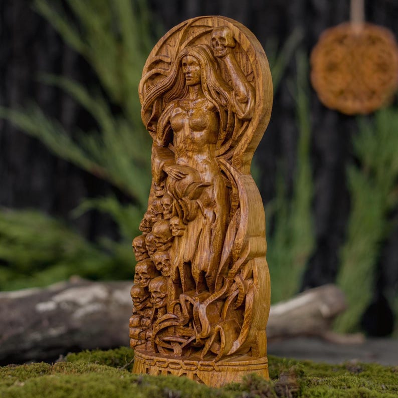 Hand-carved Wood Hel Statue: Norse Goddess Altar Decor - Etsy