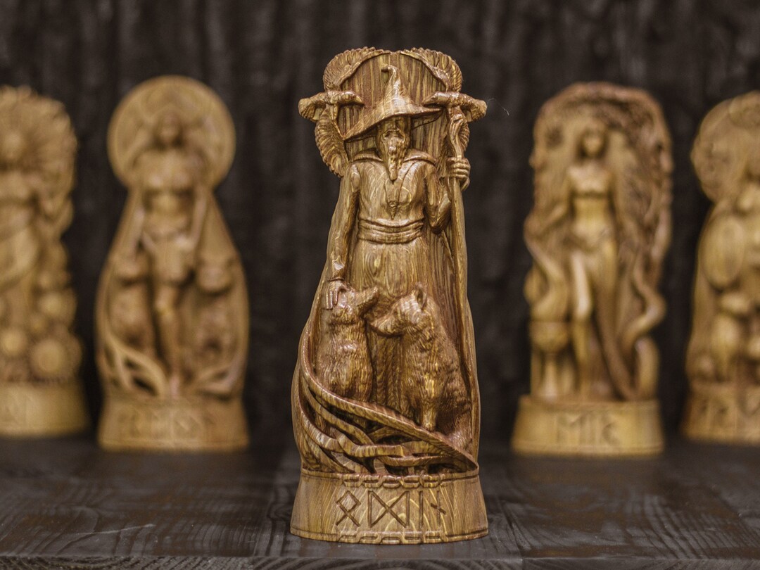 Odin Wanderer, God Viking, God Wood Carved Statue Pagan Paganism God ...