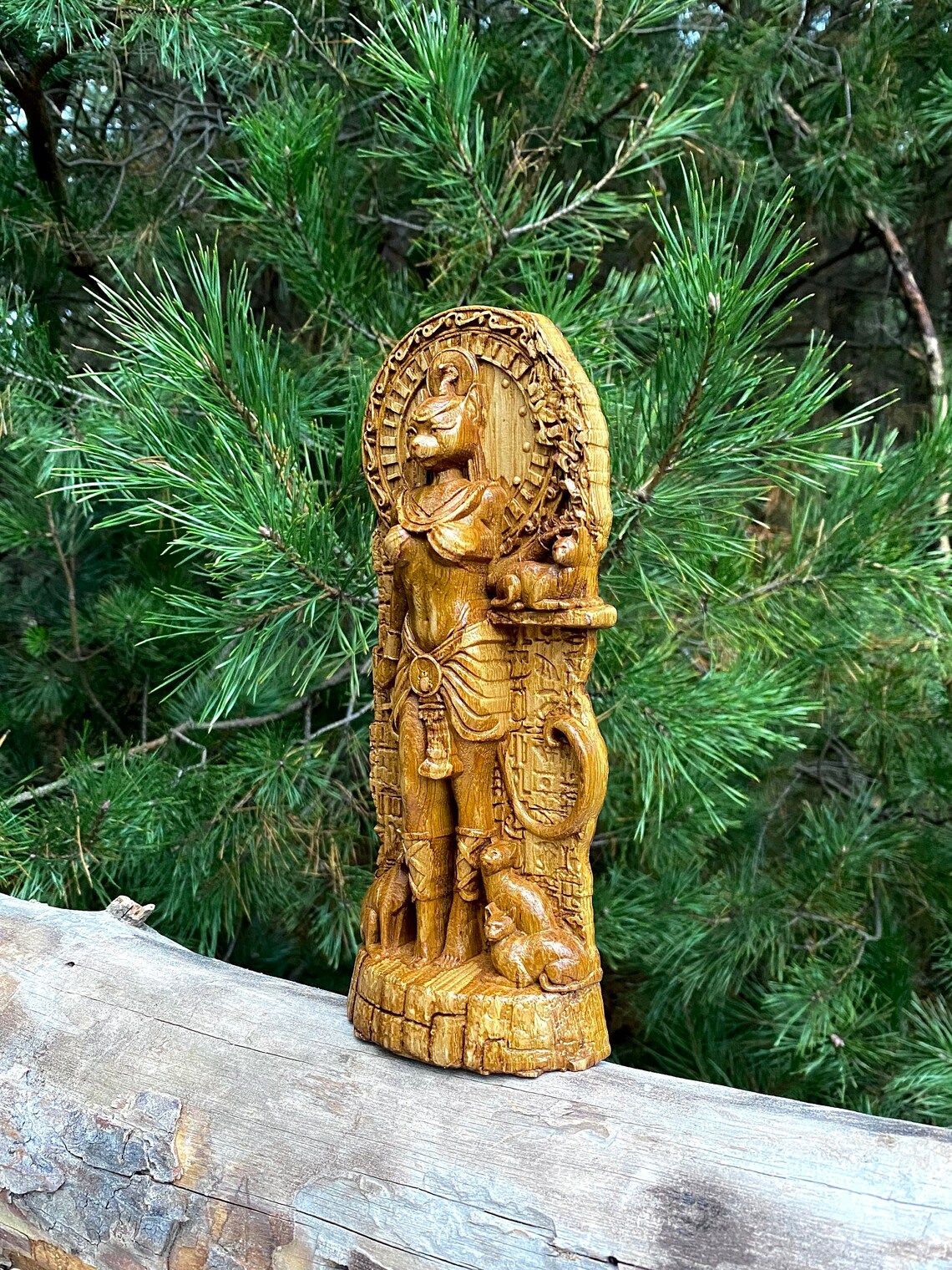 Bastet Statue Cat Goddess Egyptian Gods Wood Carved Altar | Etsy