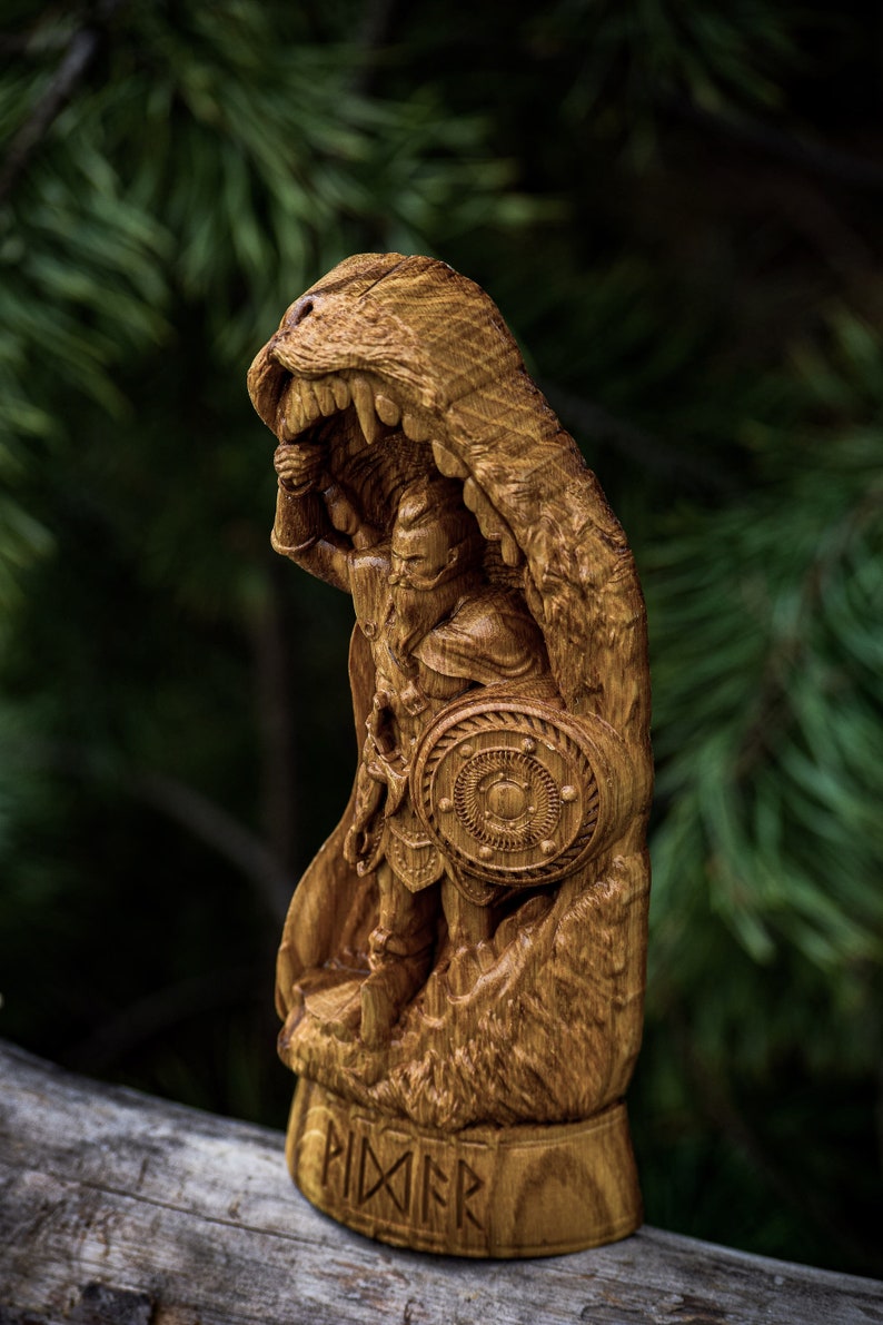 Vidarr God Viking Wood Carved Vidar Statue Vithar God - Etsy
