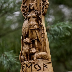Carved Oak Freya Statue: Norse Goddess of Love and War - Etsy
