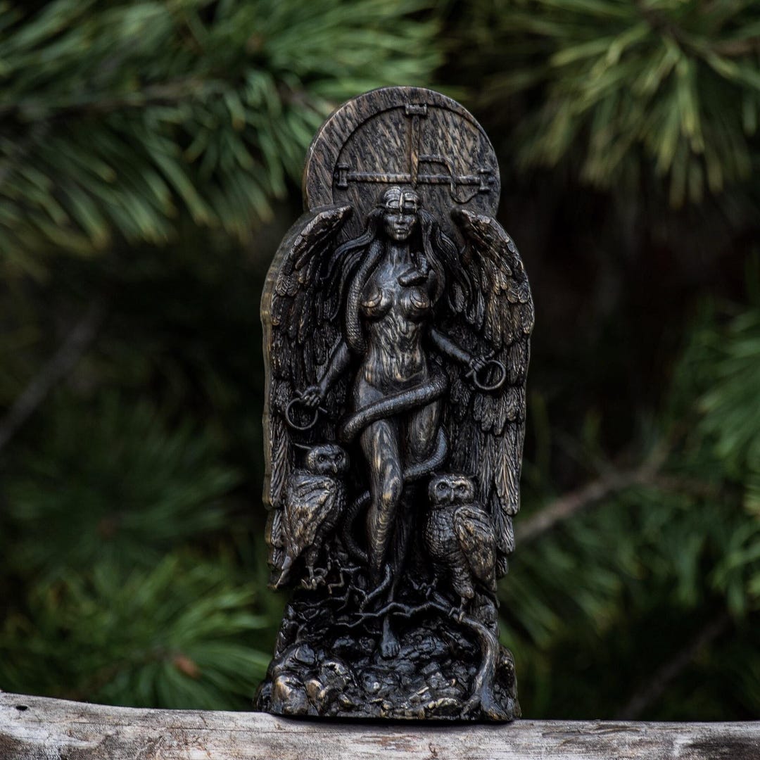 Lilith, Ishtar, Inanna, Wood Carved Astaroth Statue Goddess - Etsy