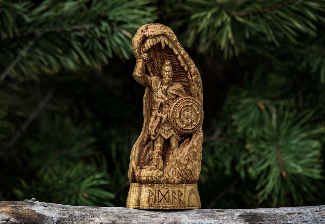 Vidarr, God Viking, Wood Carved Vidar Statue, Vithar, God Altar ...