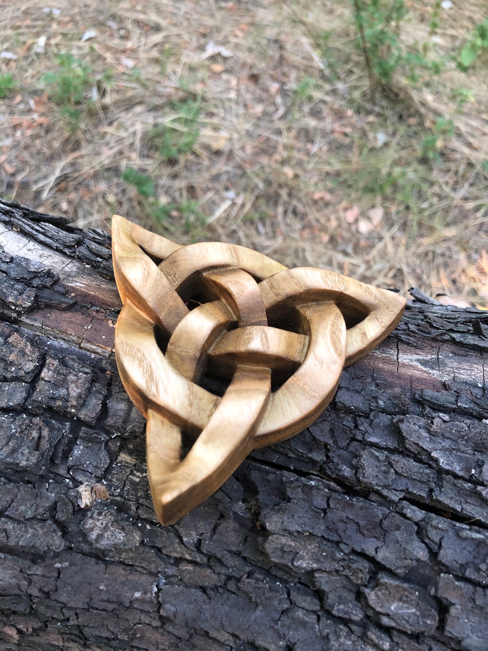 Wood Carved Triquetra Hand Carved Triquetra Decor - Etsy