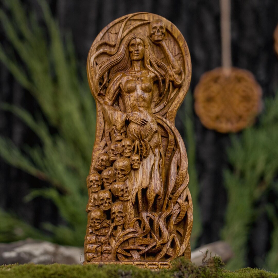 Hand-carved Wood Hel Statue: Norse Goddess Altar Decor - Etsy