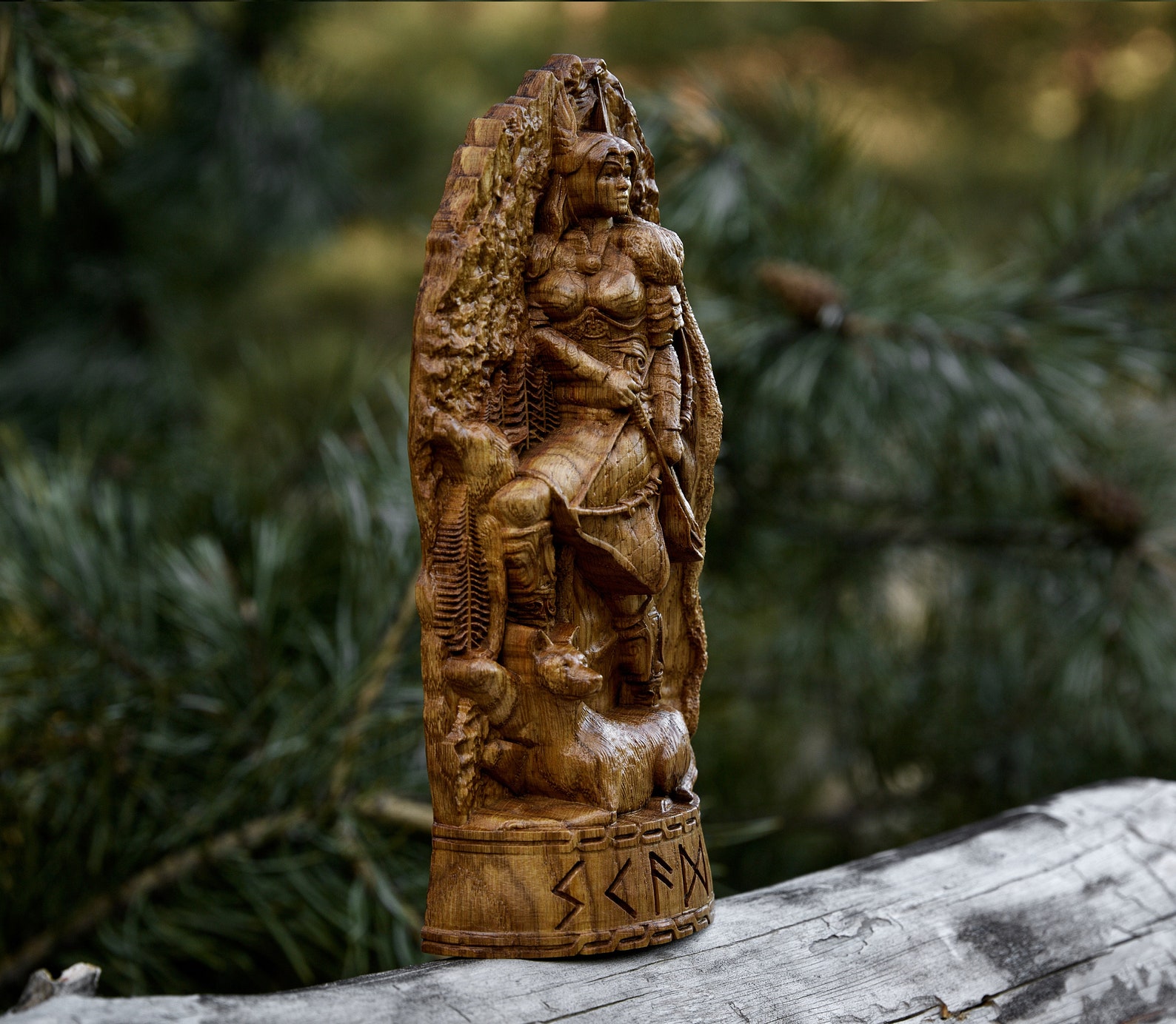 Skadi God Viking Wood Carved Skade Statue Skathi God Altar - Etsy