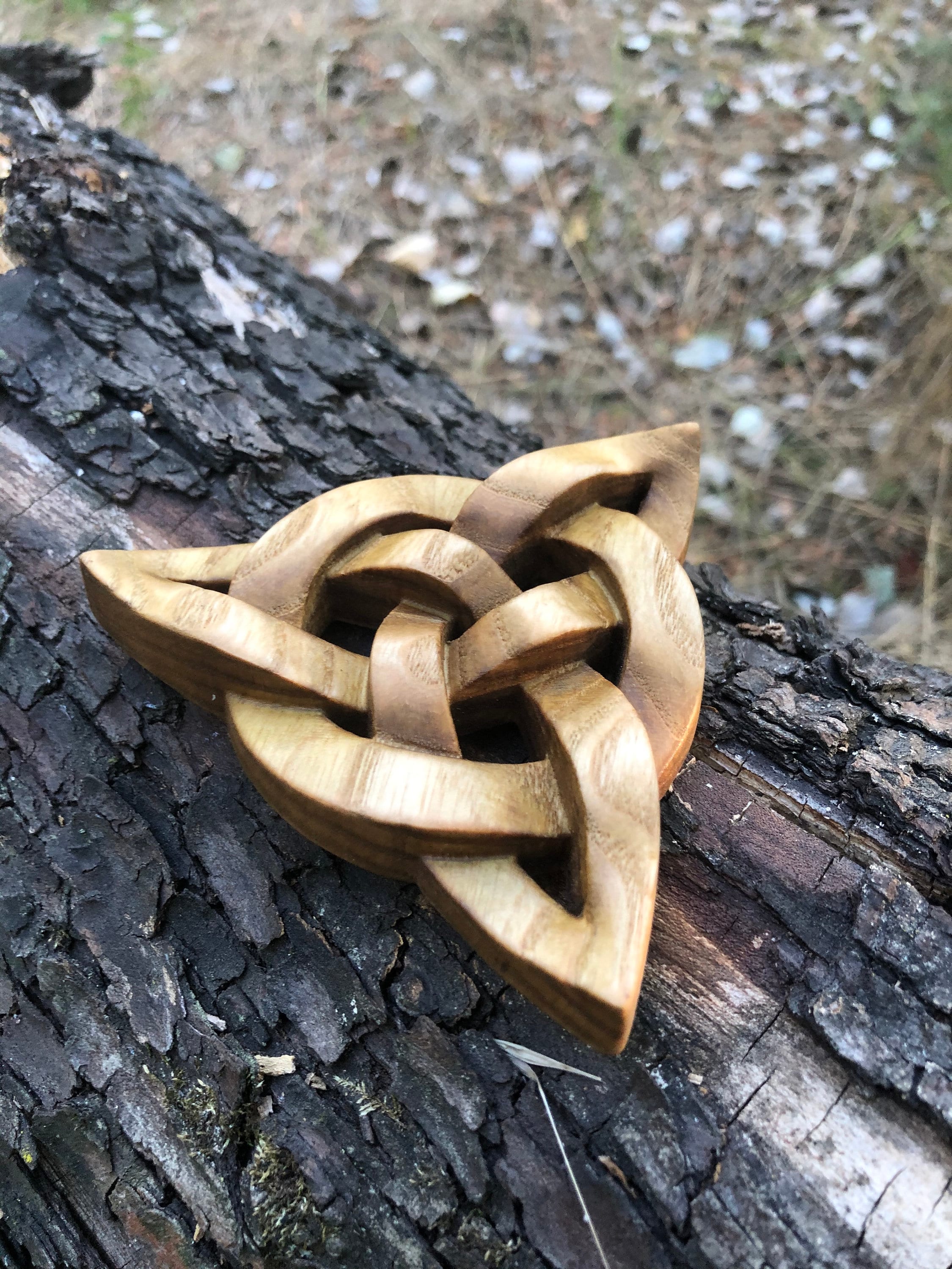 Hand Carved Wood Triquetra: Ash Celtic Wall Decor - Etsy