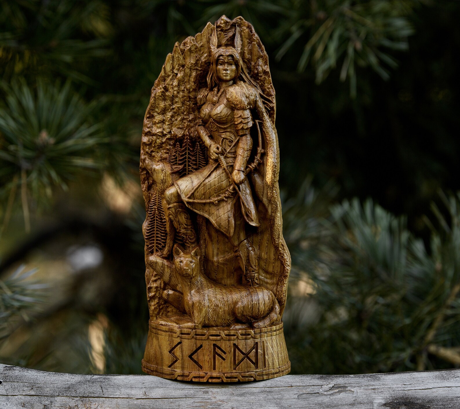 Skadi God Viking Wood Carved Skade Statue Skathi God Altar - Etsy