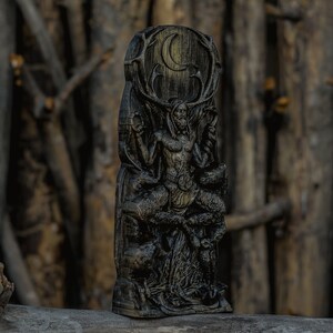 Cernunnos Altar Statue, Wood Horned God, Cernun Celtic God, Pagan God, Wood Carving, Gothic Home ...