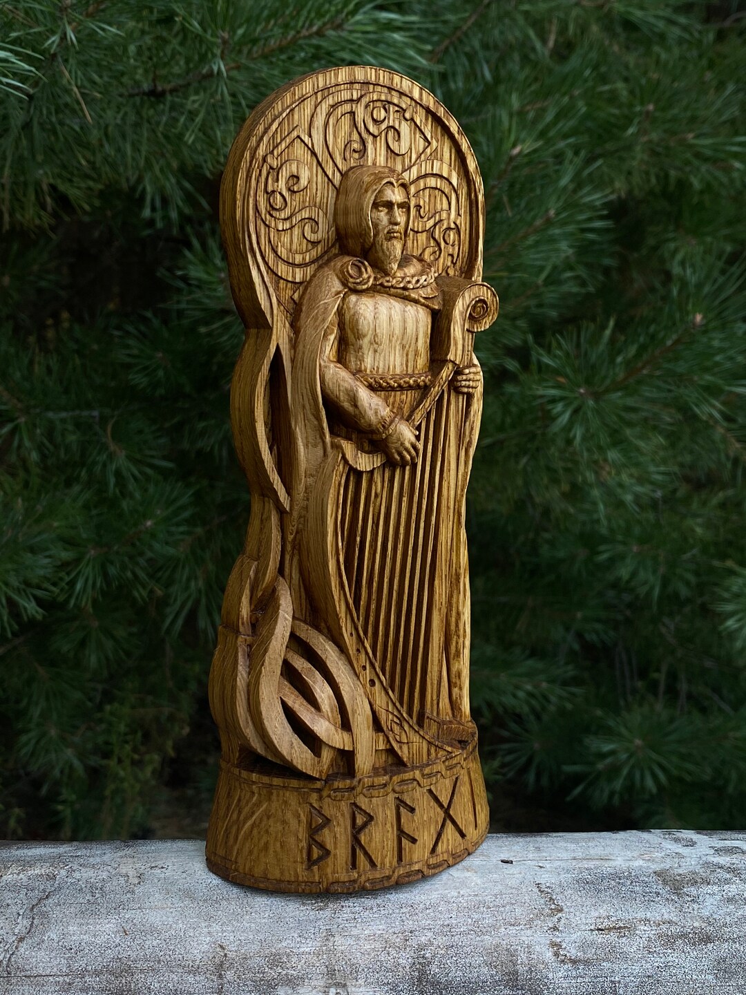 Bragi God Statue: Hand Carved Oak Viking God Altar Sculpture - Etsy