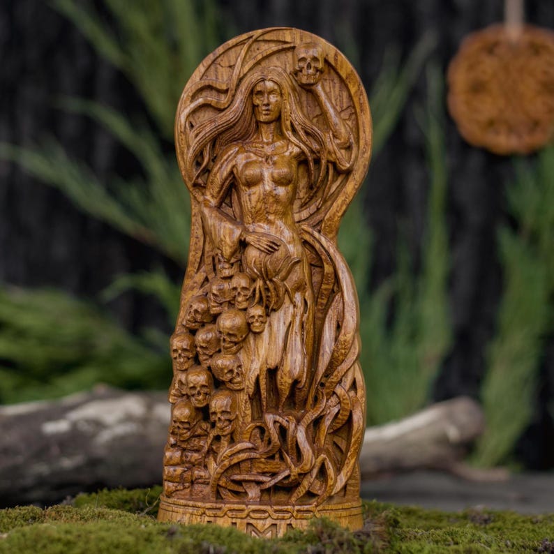 Hel Statue: Norse Goddess Altar Hand-carved Wood Decor - Etsy
