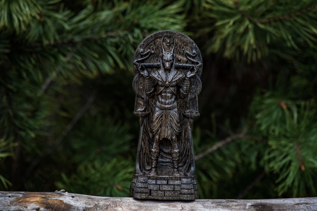 Anubis Statue Egyptian God Wooden Carved Altar Statue - Etsy