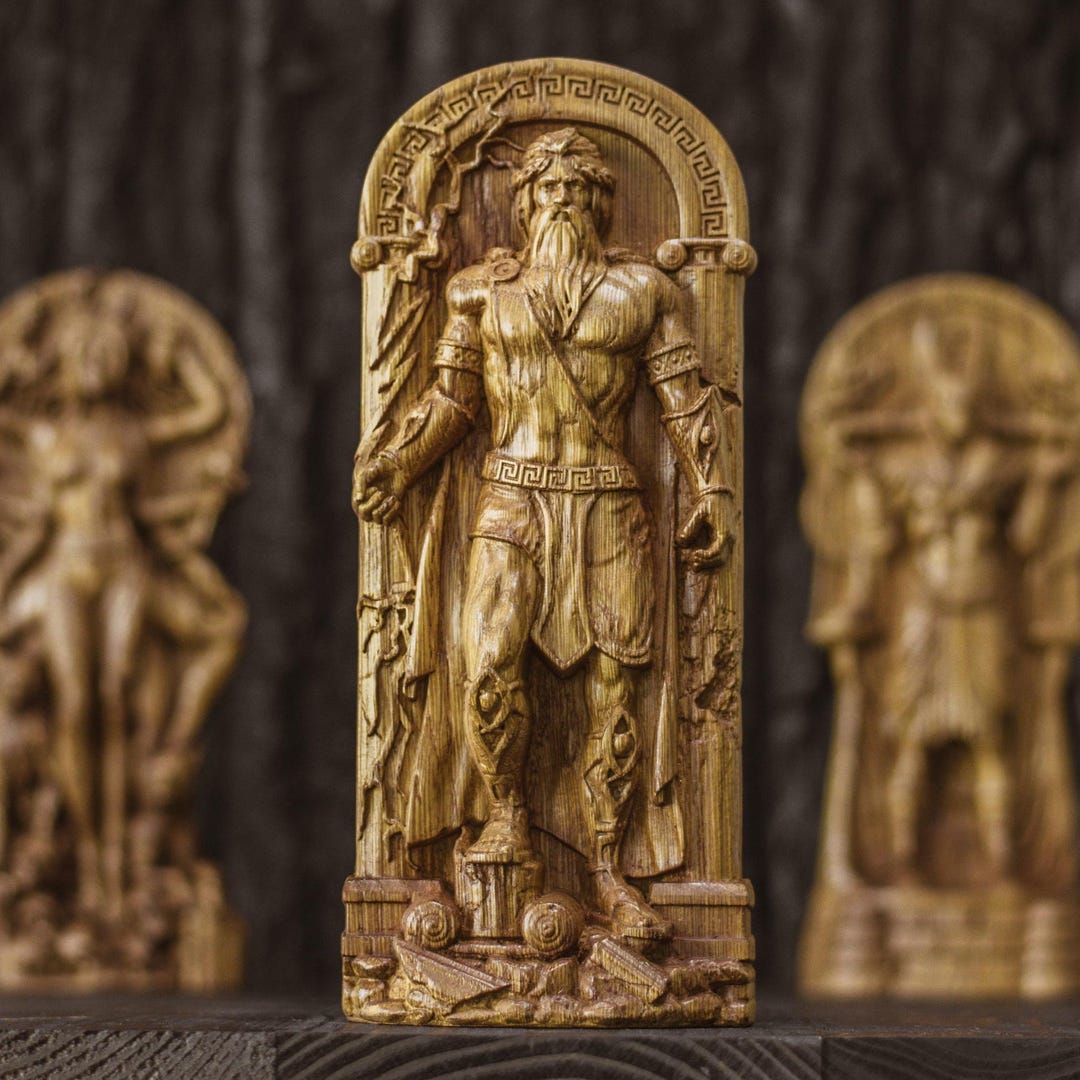 Carved Zeus God Statue | Greek Mythology Altar Decor, Olympian King ...