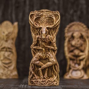 Hand-carved Oak Wendigo Statue: Mythical Forest Spirit Decor - Etsy