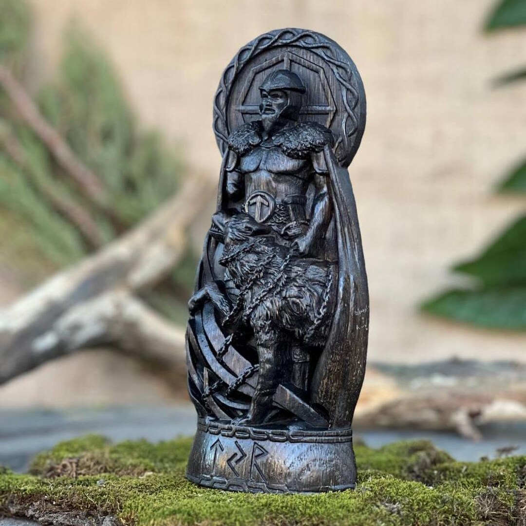 Tyr Wood Statue, Norse Pantheon, Viking Pagan God Scandinavian Altar ...