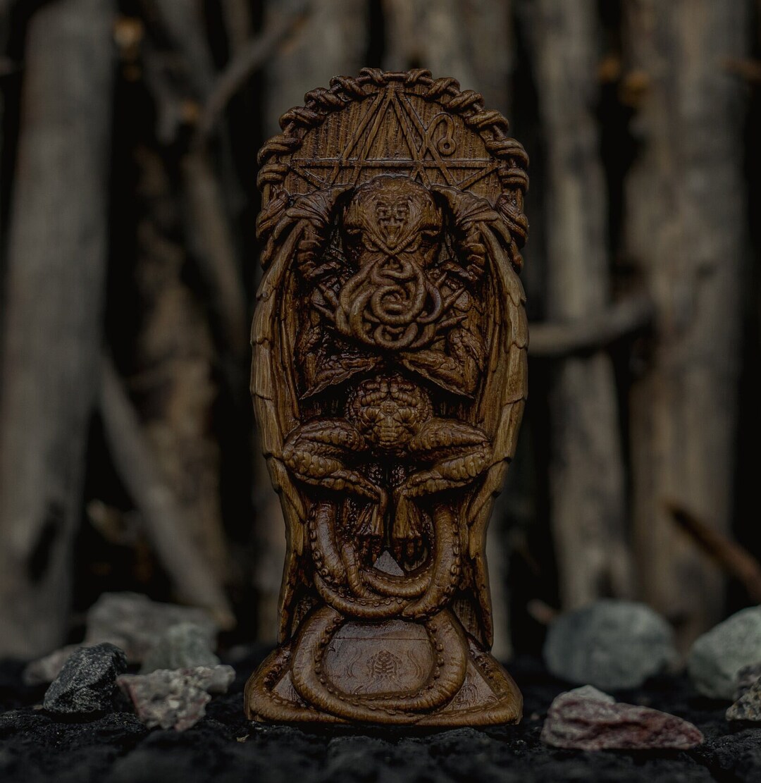 Oak Statue of Cthulhu, Monster Sculpture, Cryptid Figurine, Gothic Home ...