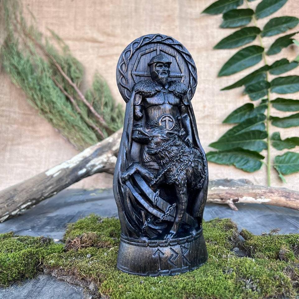 Tyr Wood Statue, Norse Pantheon, Viking Pagan God Scandinavian Altar ...