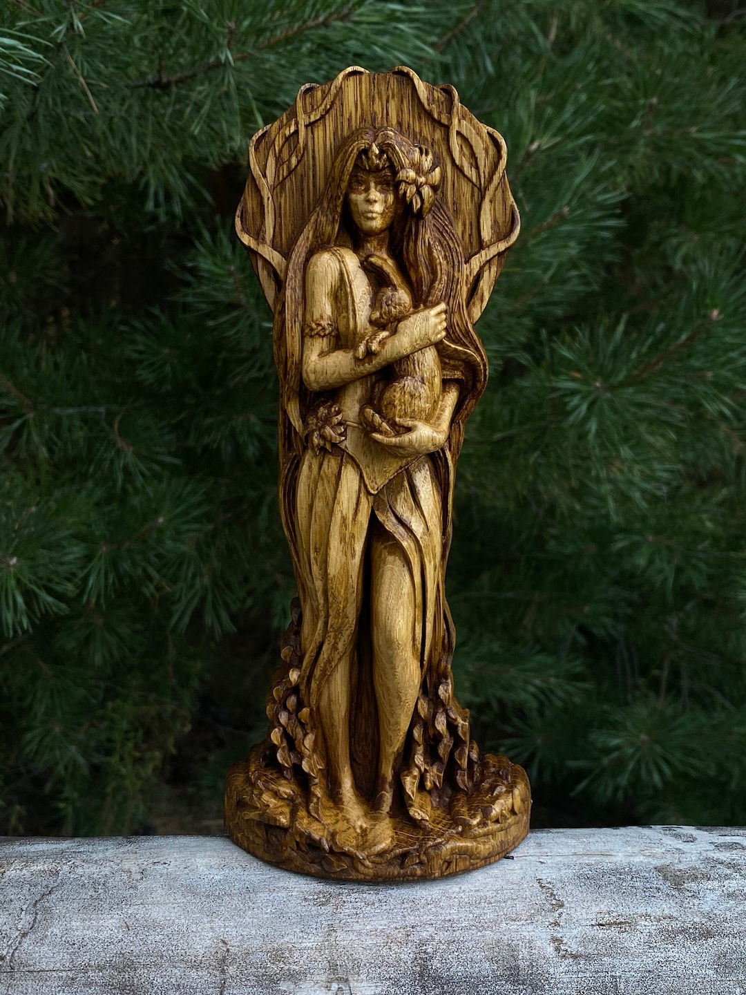 Goddess Ostara Handcrafted Wooden Statue Embrace the Spring Equinox - Etsy