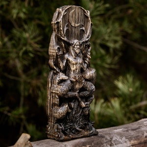 Cernunnos Altar Statue, Wood Horned God, Cernun Celtic God, Pagan God, Wood Carving, Gothic Home ...