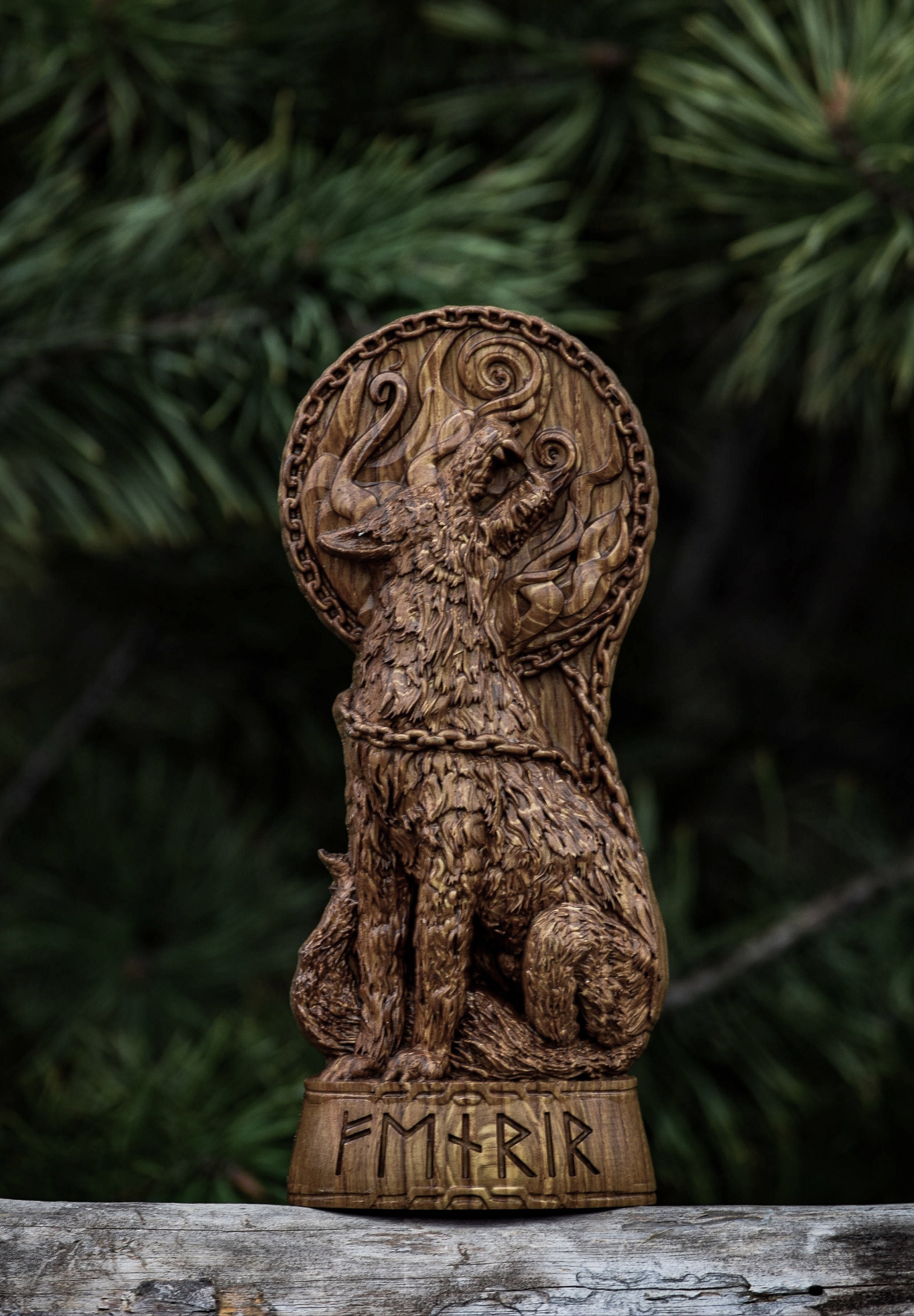 Fenrir Wolf Wooden Altar Statue Viking Nordic Pagan Decor - Etsy
