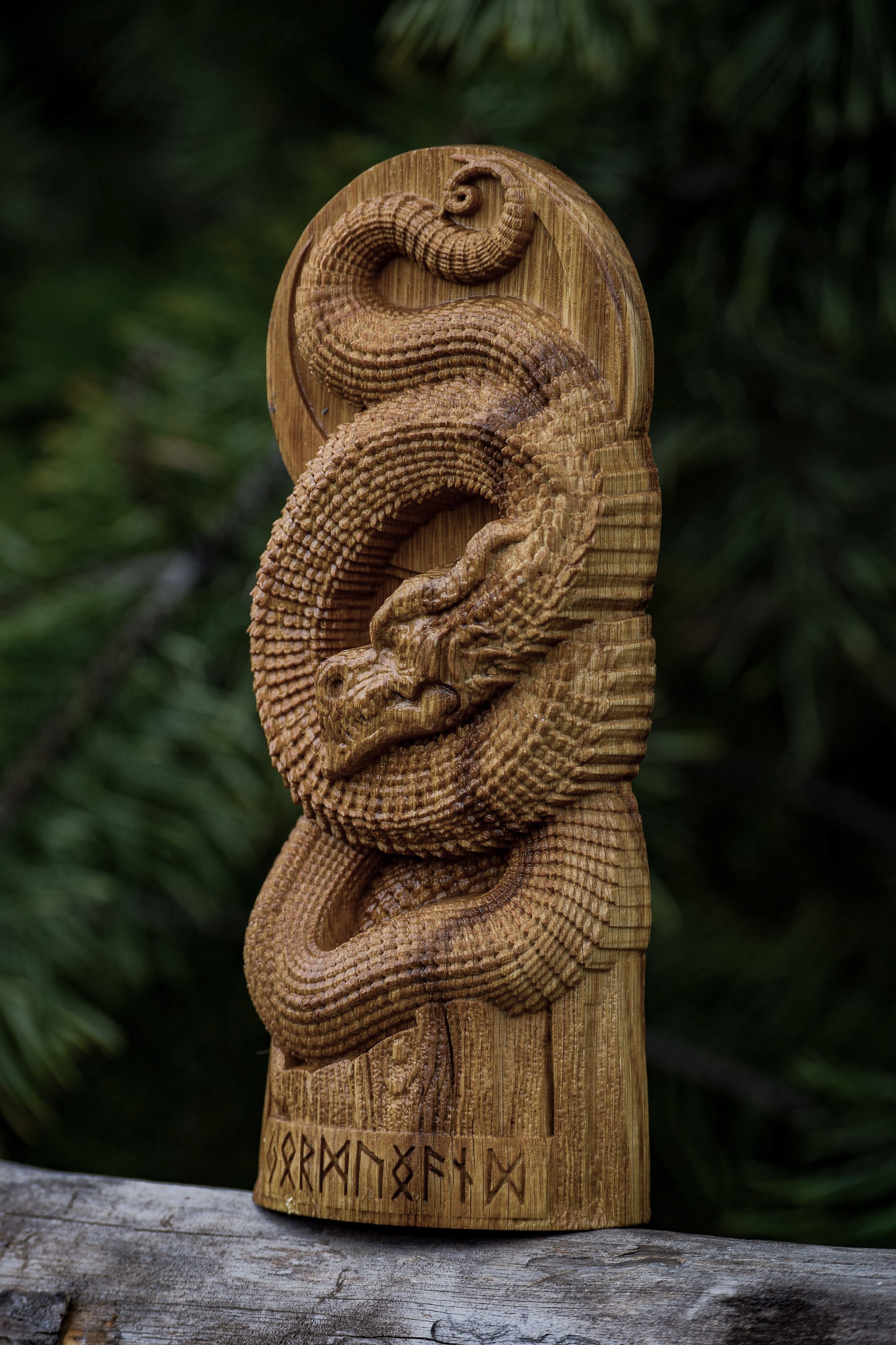 Jormungandr Wooden Altar Statue Viking Nordic Pagan Decor - Etsy