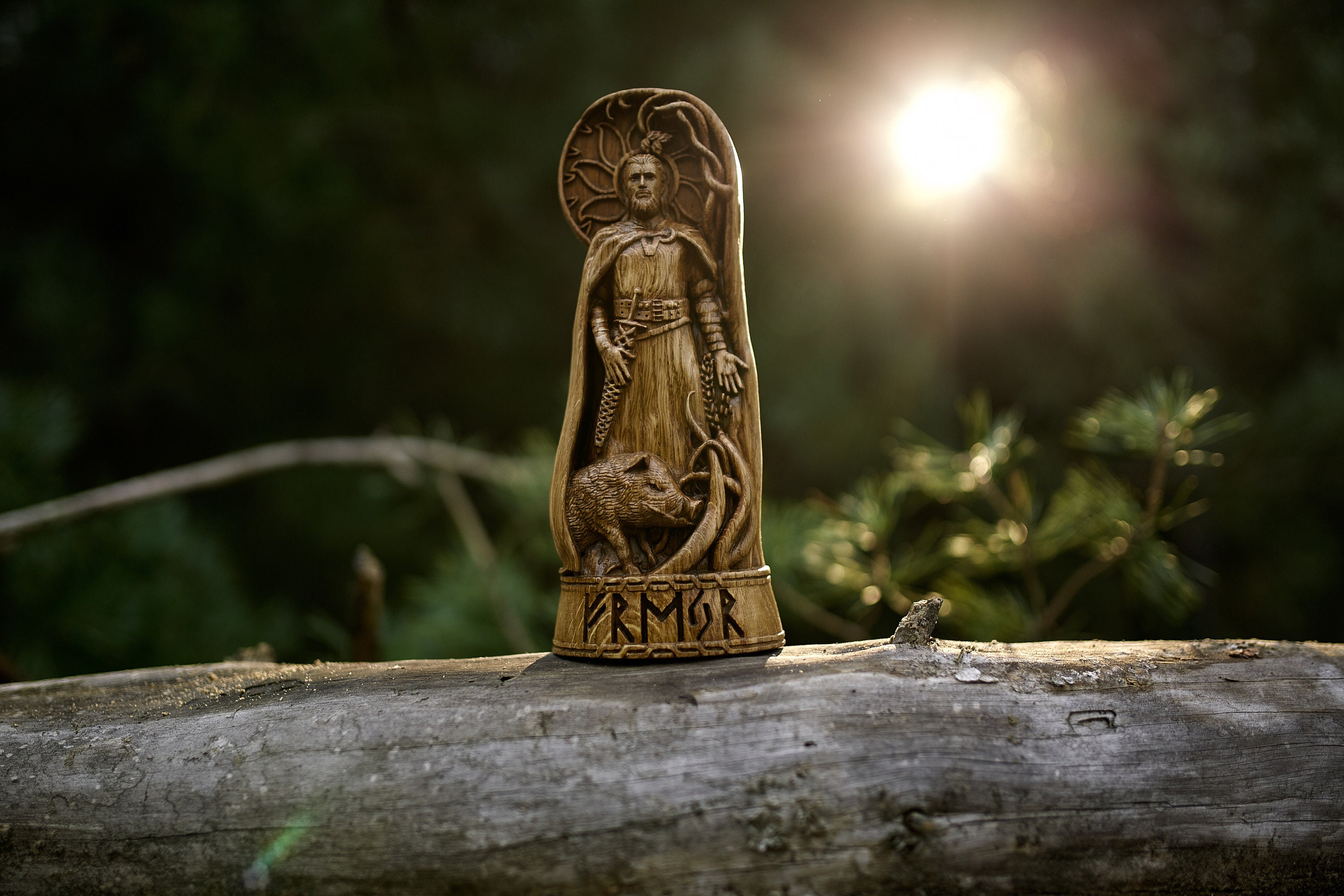 Freyr God Viking God Wood Carved Statue Pagan Paganism God | Etsy