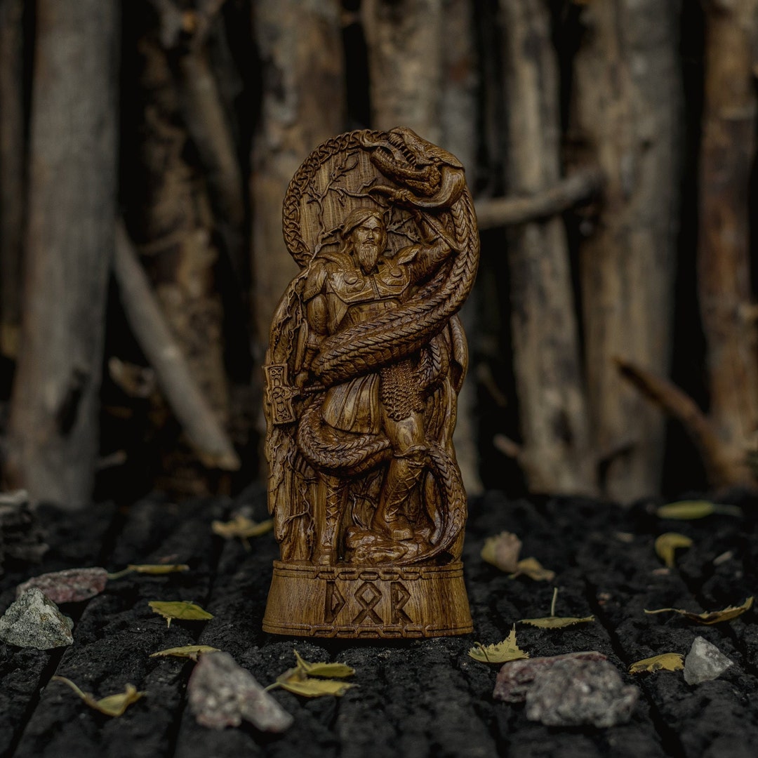 Thor Statue, Viking God, Mjolnir, Norse Statue, Heathen Asatru, Altar ...