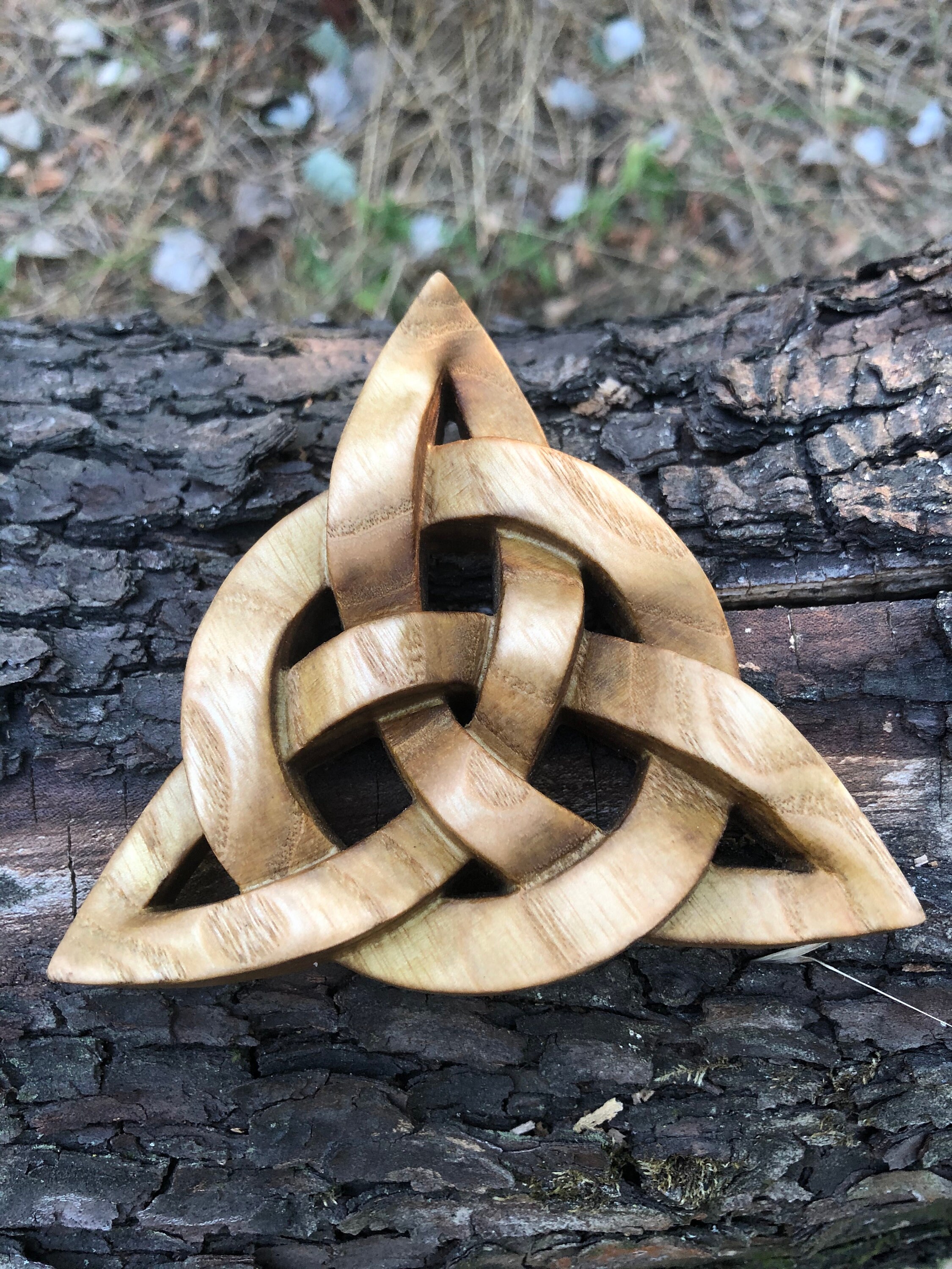 Hand Carved Wood Triquetra: Ash Celtic Wall Decor - Etsy