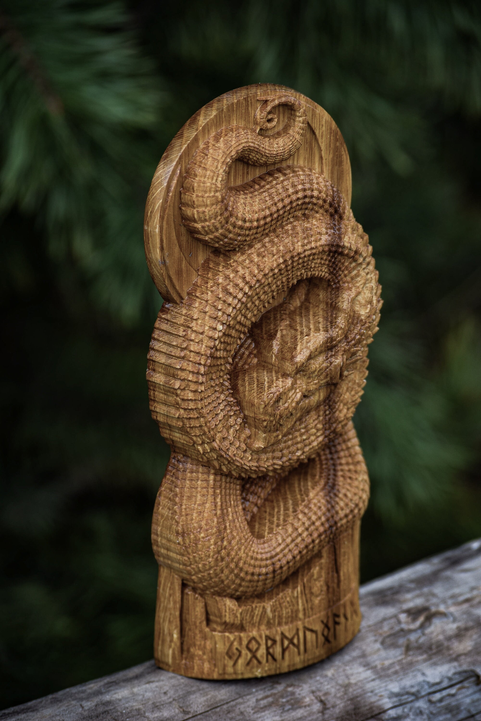 Jormungandr Wooden Altar Statue Viking Nordic Pagan Decor - Etsy