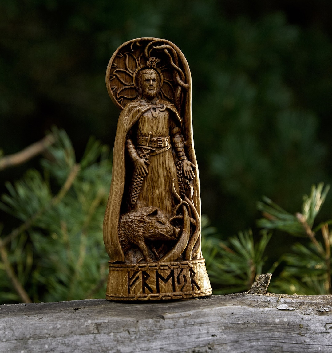 Freyr God, Viking God, Wood Carved Statue, Pagan Paganism God, Altar ...