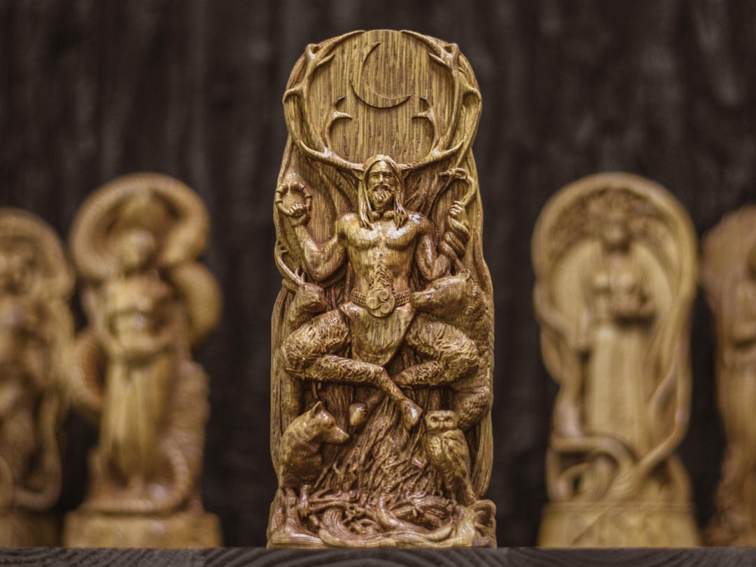 Cernunnos Cernun Wood Horned God Celtic God Altar Statue Pagan God Wiccan Druid - Etsy Canada