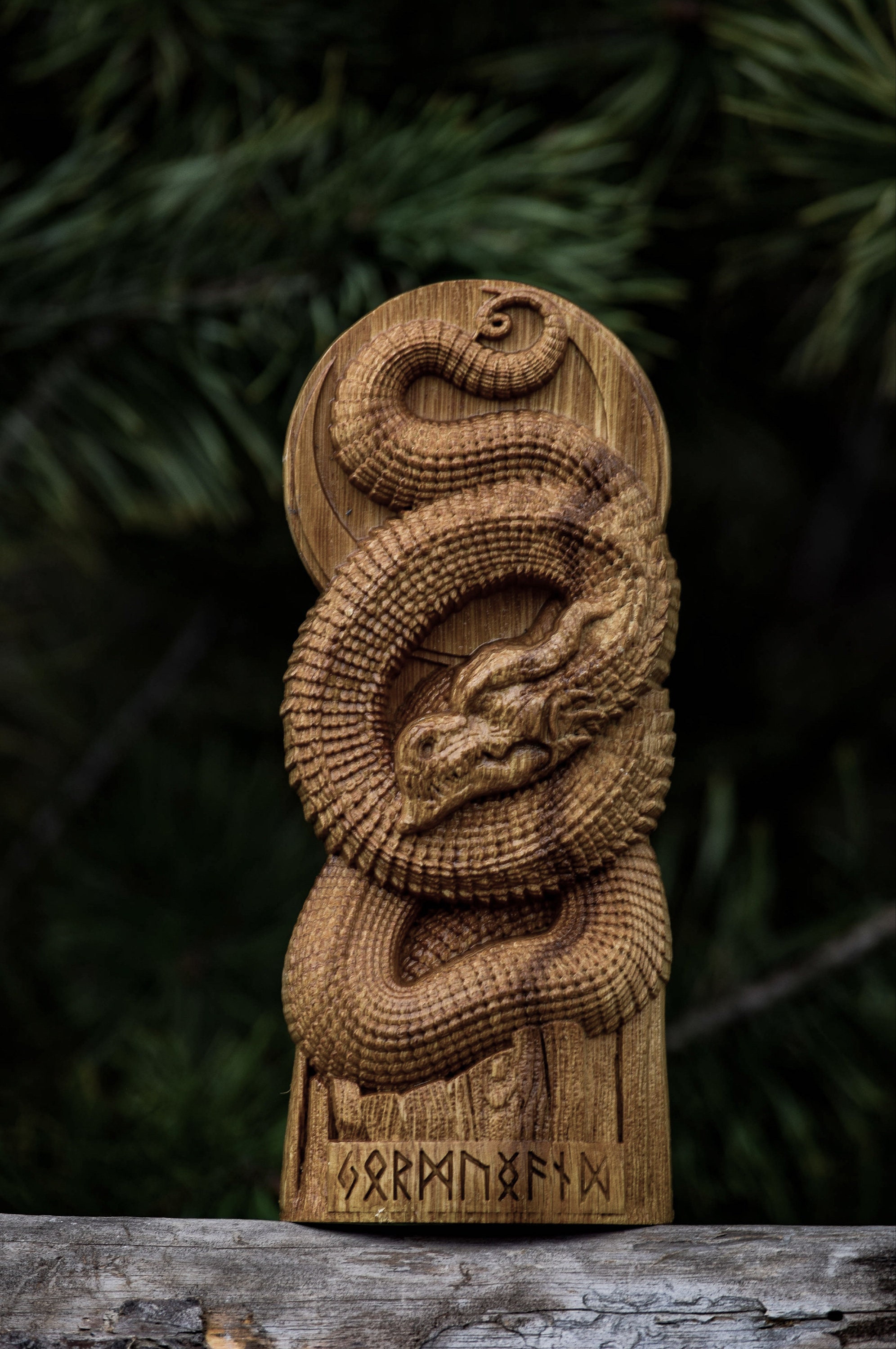 Jormungandr Wooden Altar Statue Viking Nordic Pagan Decor - Etsy