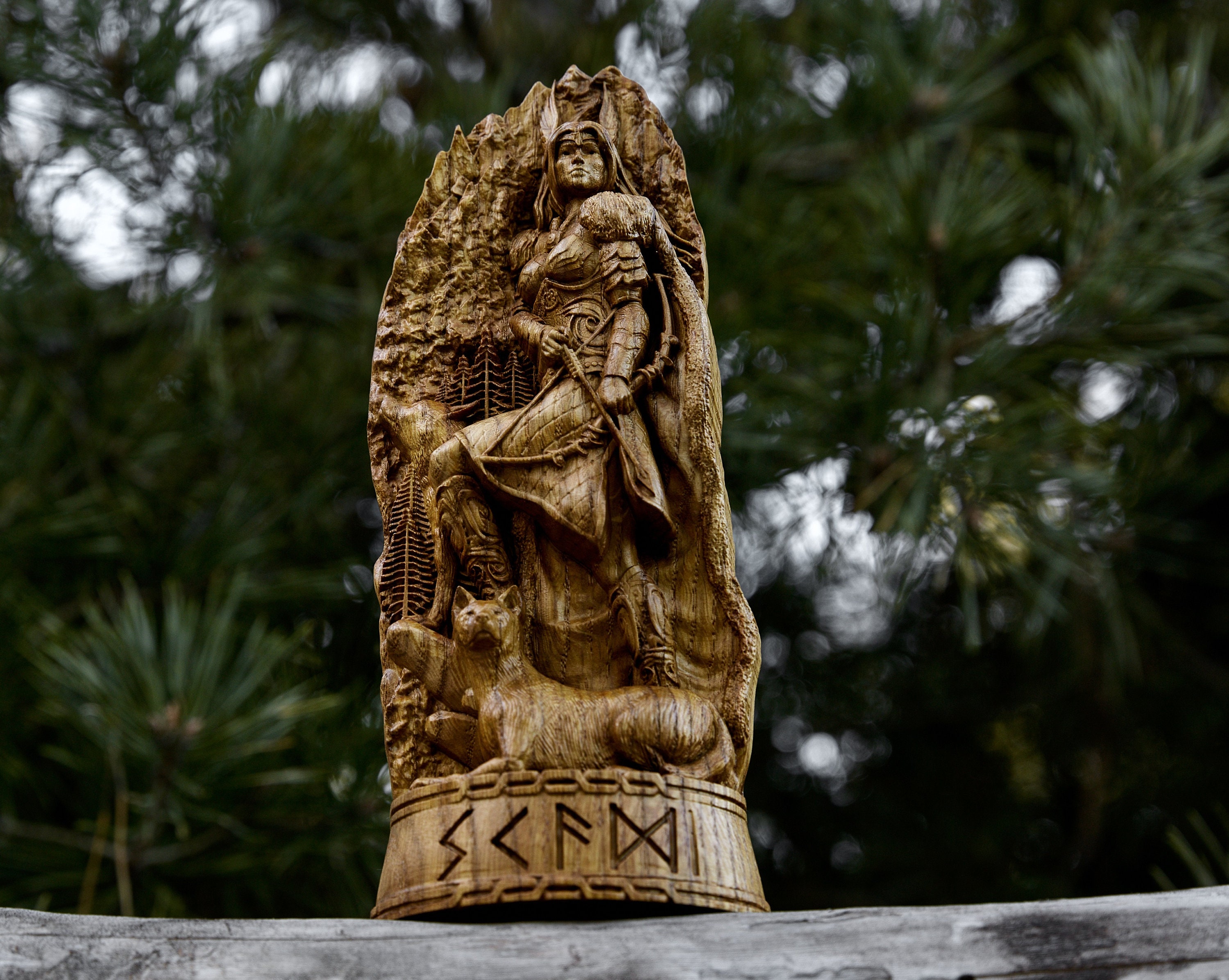 Skadi God Viking Wood Carved Skade Statue Skathi God Altar - Etsy