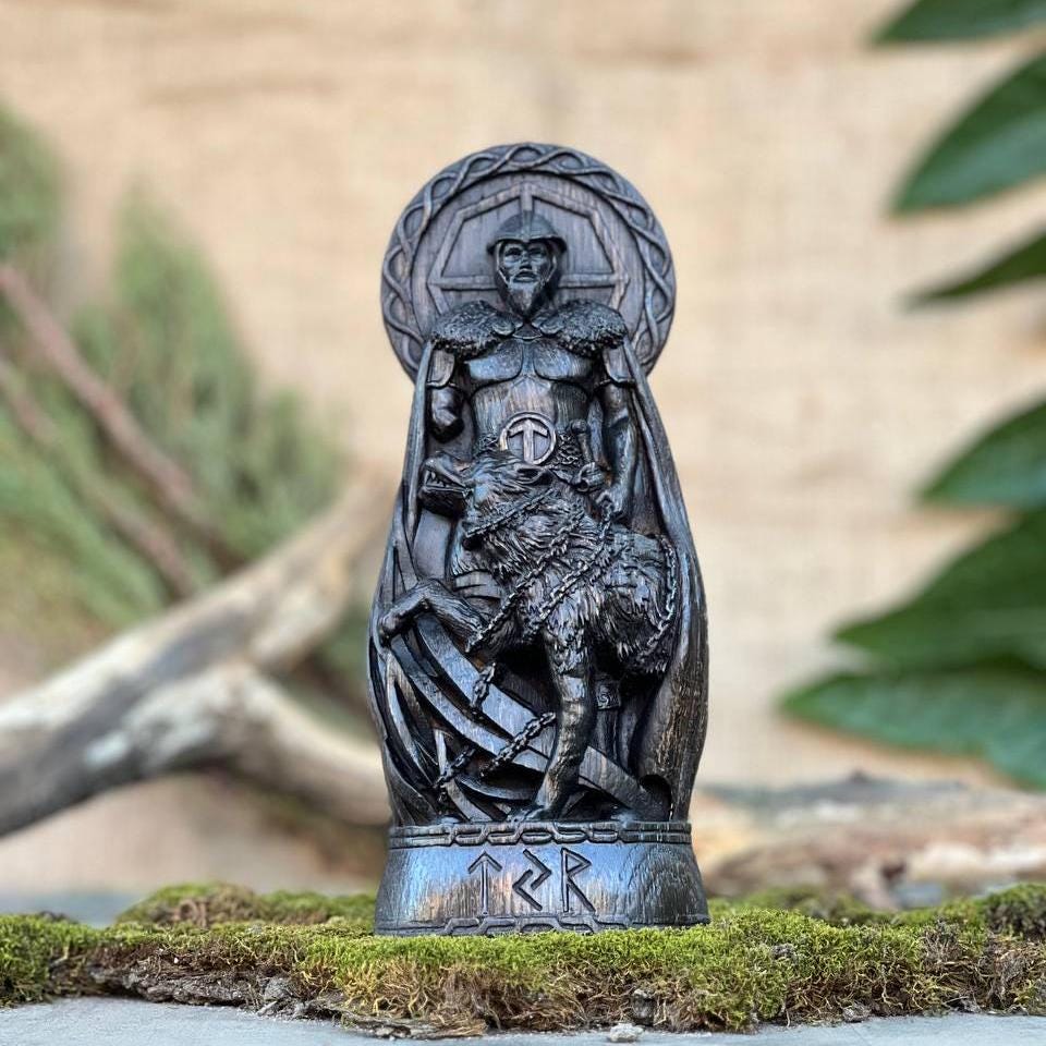Tyr Wood Statue, Norse Pantheon, Viking Pagan God Scandinavian Altar ...